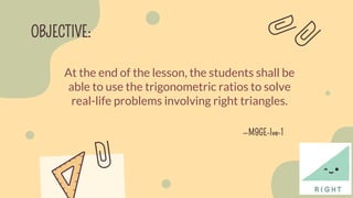 Word Problems Involving Right Triangles | PPTX