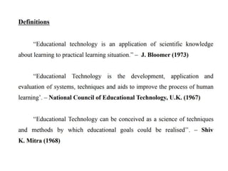 Educational technology concept objectives and scope ppt | PPTX | Education