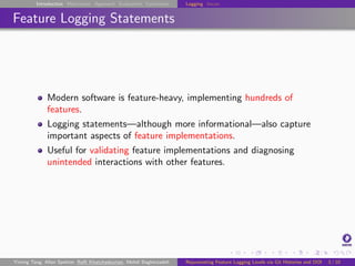 A Tool for Rejuvenating Feature Logging Levels via Git Histories and ...