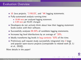 Automated Evolution of Feature Logging Statement Levels Using Git Histories and Degree of ...