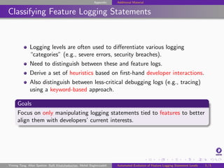 Automated Evolution of Feature Logging Statement Levels Using Git Histories and Degree of ...
