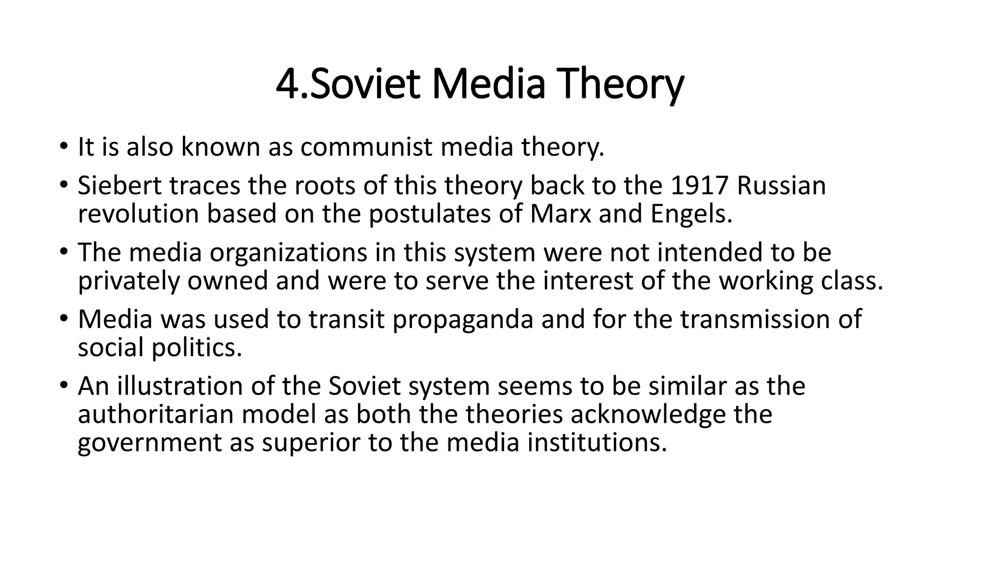 normative theories of press of mass communication | PPTX