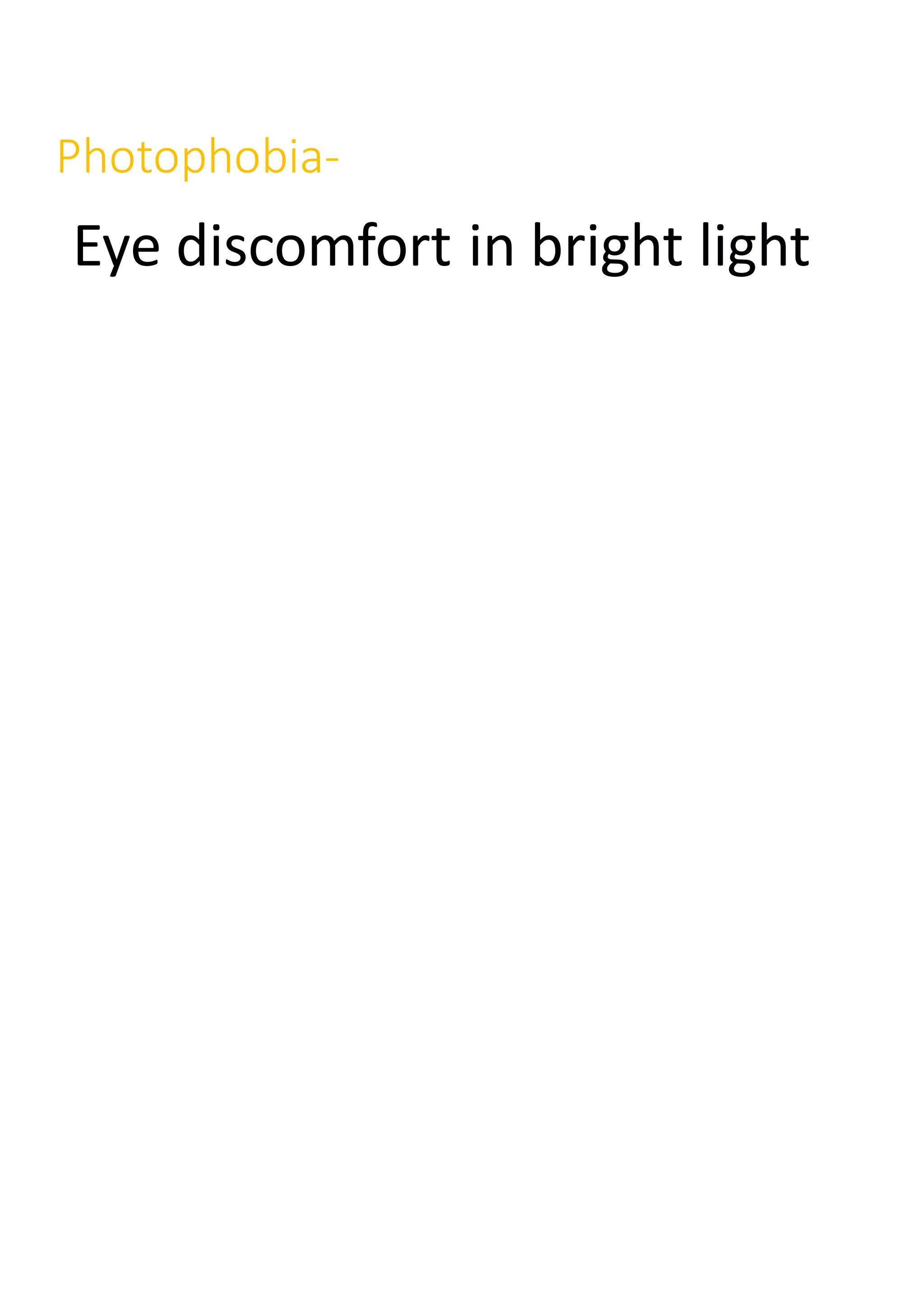 Photophobia (ophthalmology MBBS) | PDF