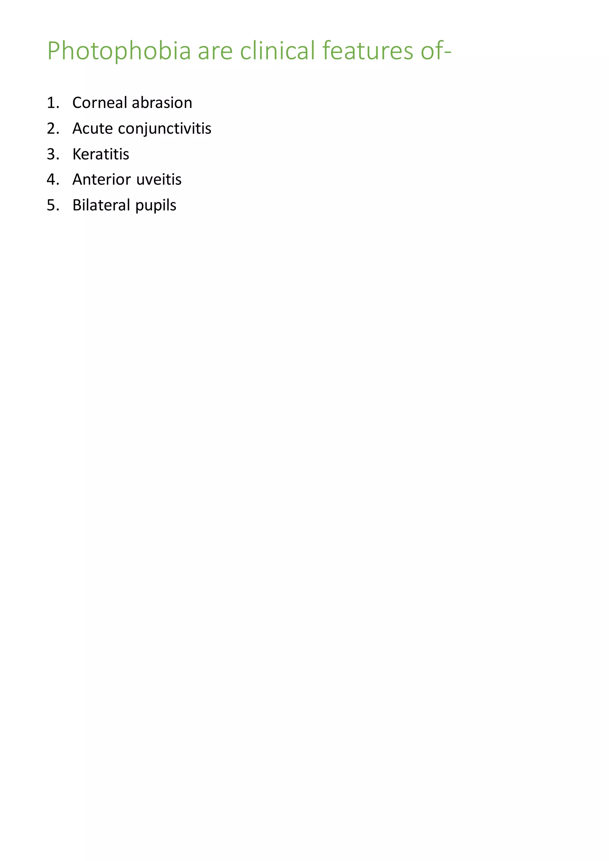 Photophobia (ophthalmology MBBS) | PDF