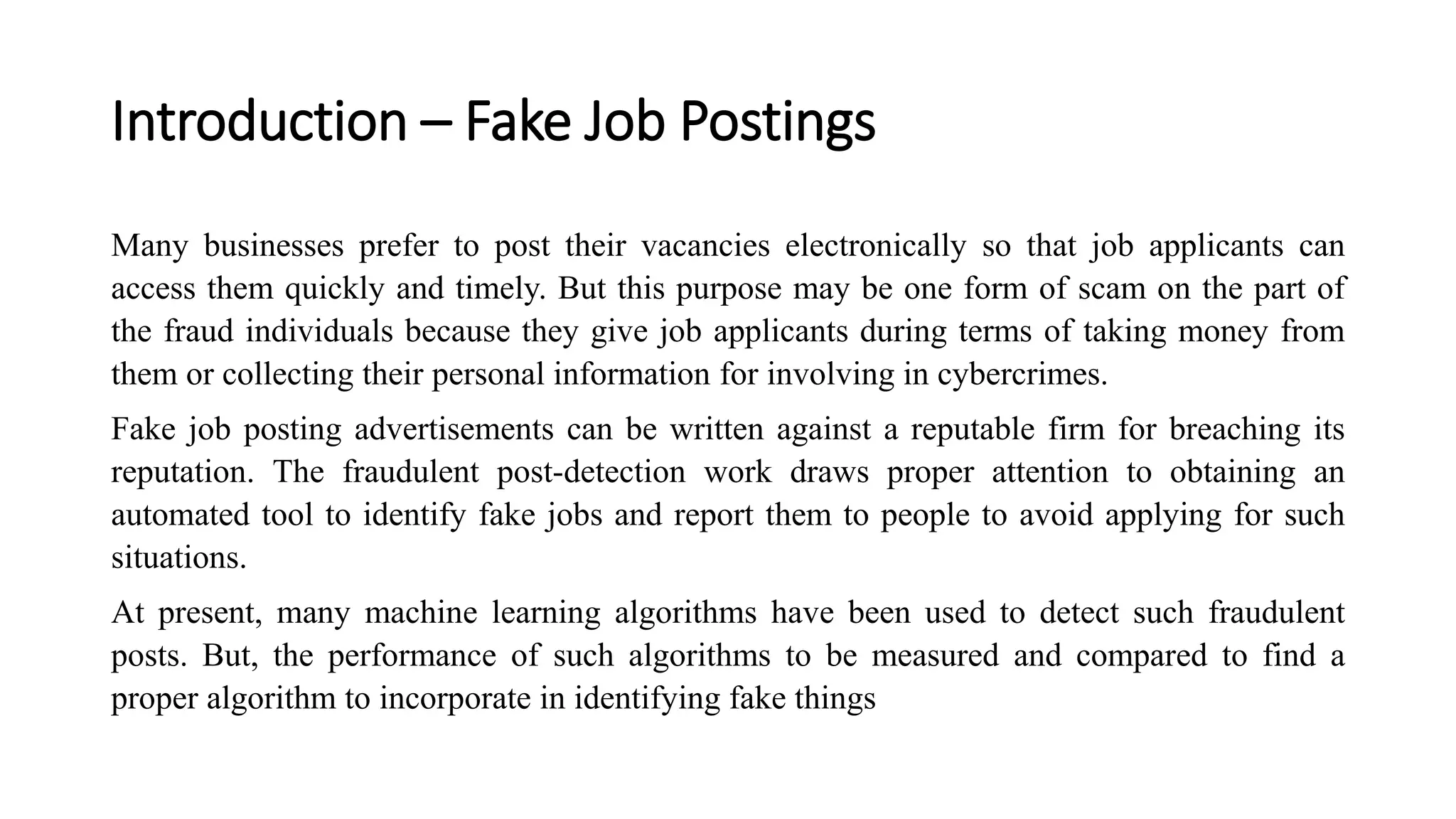 Predicting Fake Job Posts | PPTX