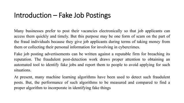 Predicting Fake Job Posts | PPTX