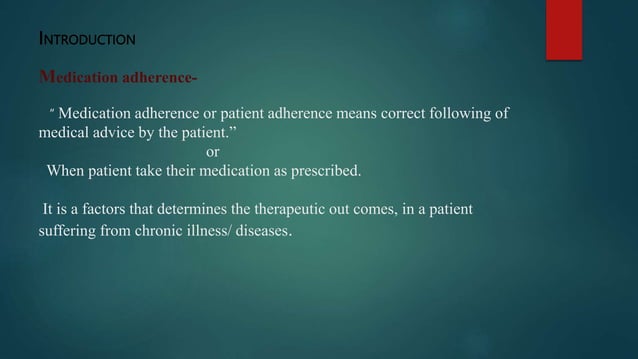 Medication Adherence of pharmacy practice for B Pharma 7semester ...