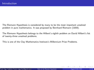 Note on the Riemann Hypothesis | PDF | Physics | Science