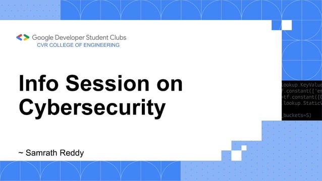 Info Session on Cybersecurity & Cybersecurity Study Jams | PPT