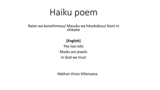 Presentation of haiku poems in the course of english | PPT