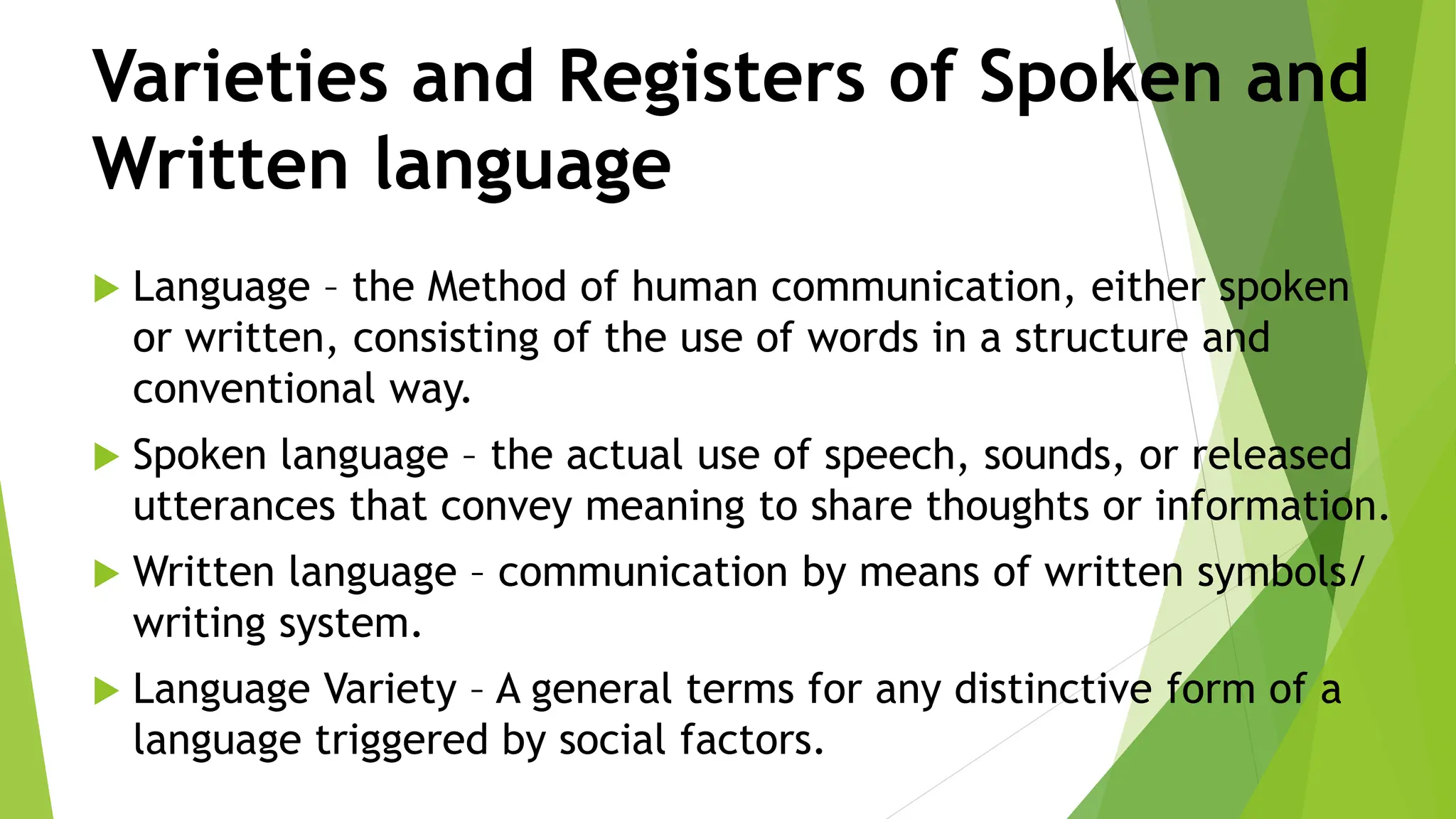 PowerPoint presentation for Language Varieties | PPTX