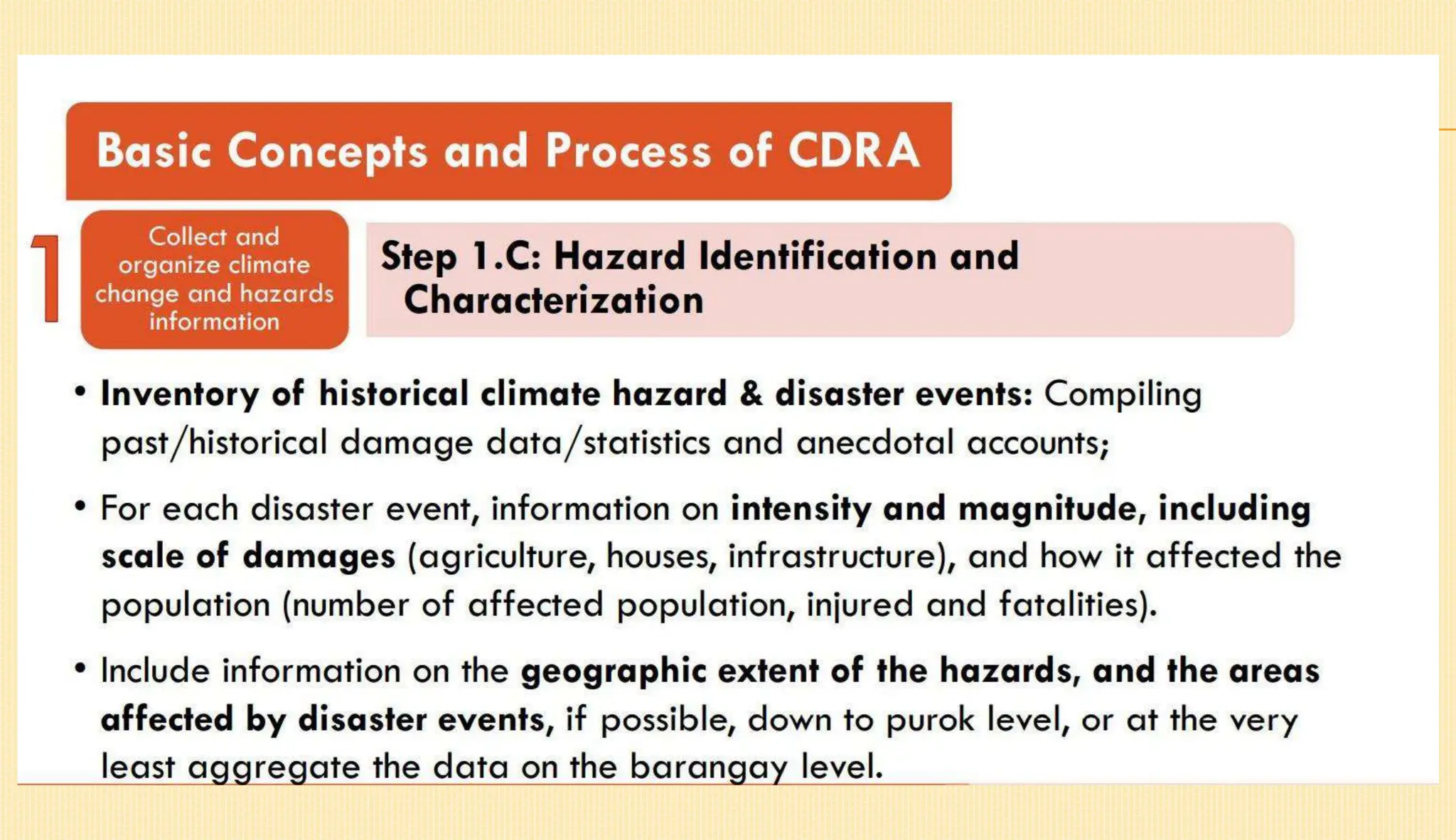 Climate Change and Disaster Risk Assessment (CDRA) Workshop | PPTX