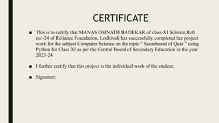 Presentation.pptx Computer Science Investigatory Project | PPTX