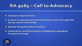 RA 9165 COMPREHENSIVE DANGEROUS DRUGS ACT OF 2002.pptx | Substance Abuse | Diseases and Conditions
