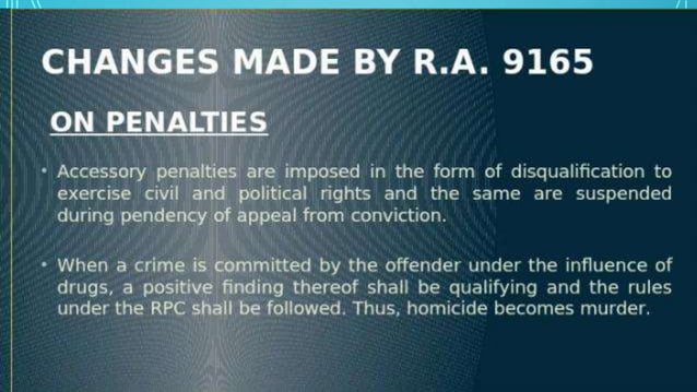 RA 9165 COMPREHENSIVE DANGEROUS DRUGS ACT OF 2002.pptx | Substance Abuse | Diseases and Conditions