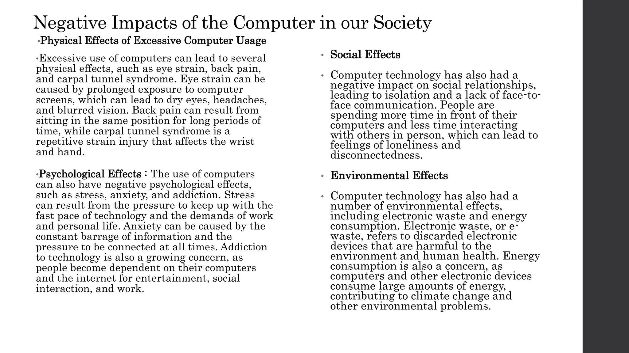 Presentation.positive and negative impacts of computer | PPTX