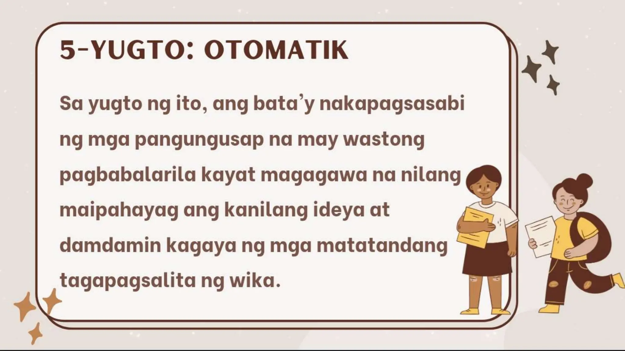 Mga Yugto sa Pagkatuto ng Wika - Major in Filipino | PPTX