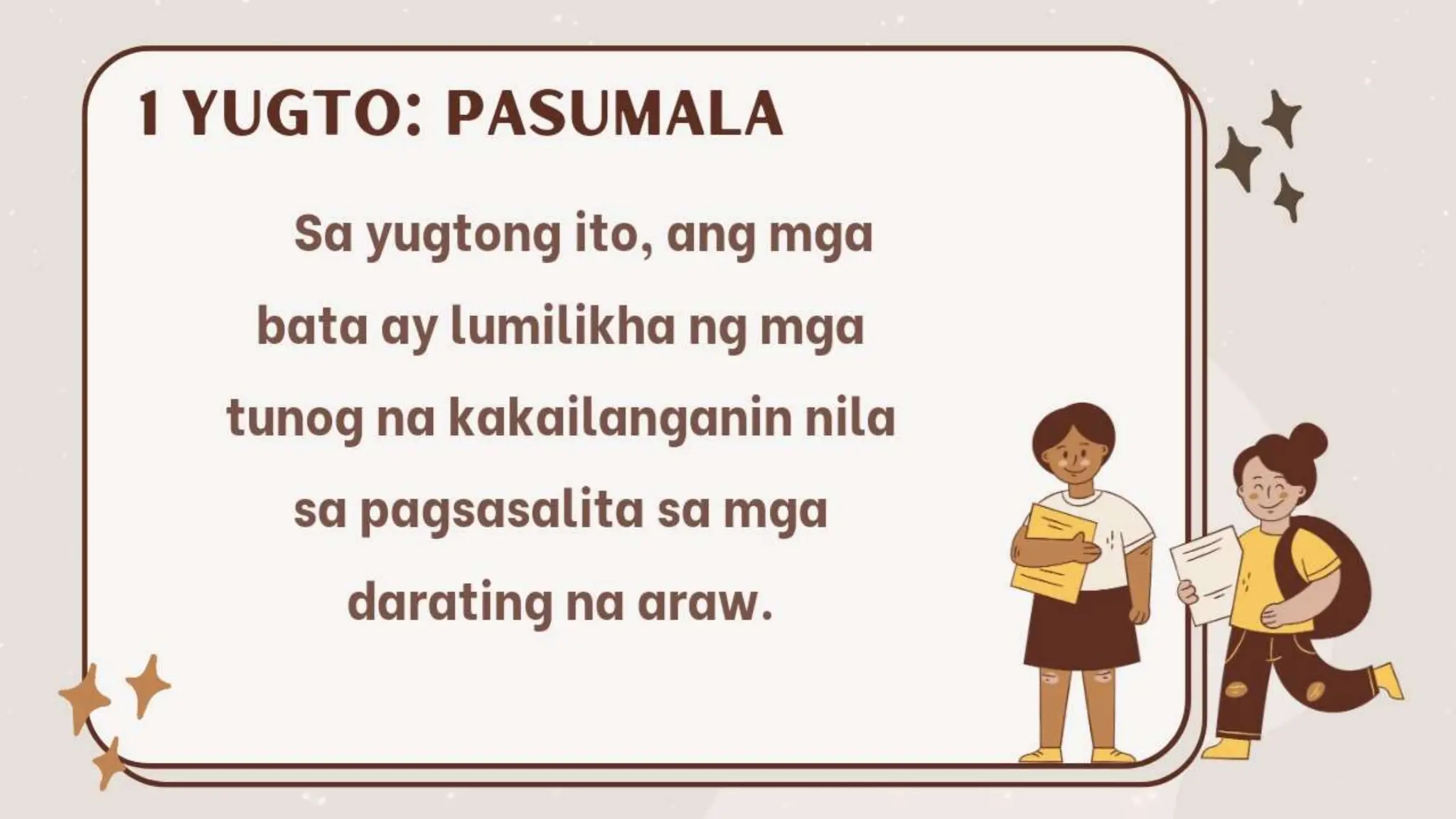 Mga Yugto sa Pagkatuto ng Wika - Major in Filipino | PPTX