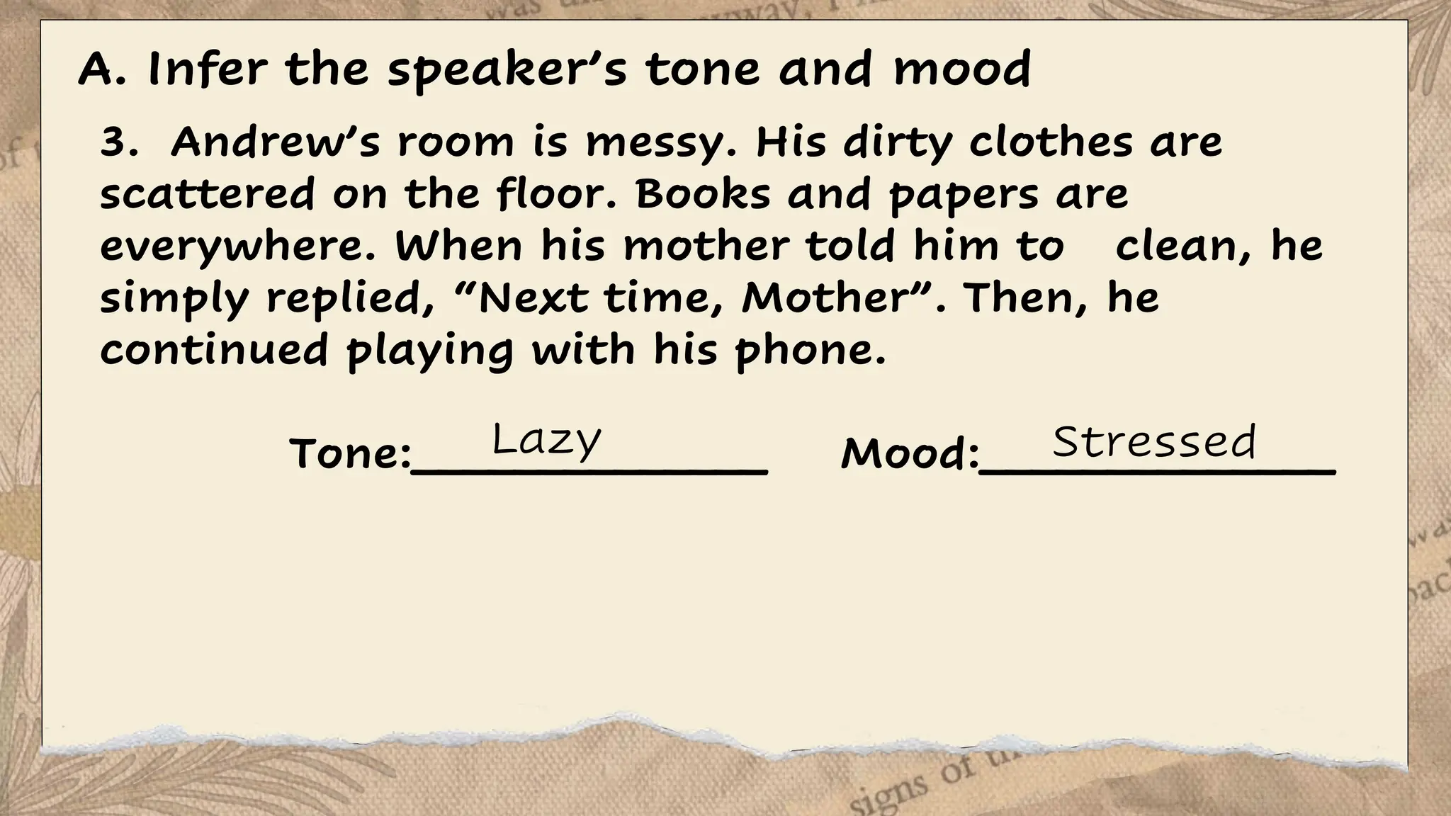 Presentation.pptx-Inferring the speaker's tone, mood and purpose | PPTX