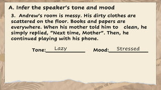 Presentation.pptx-Inferring the speaker's tone, mood and purpose | PPTX