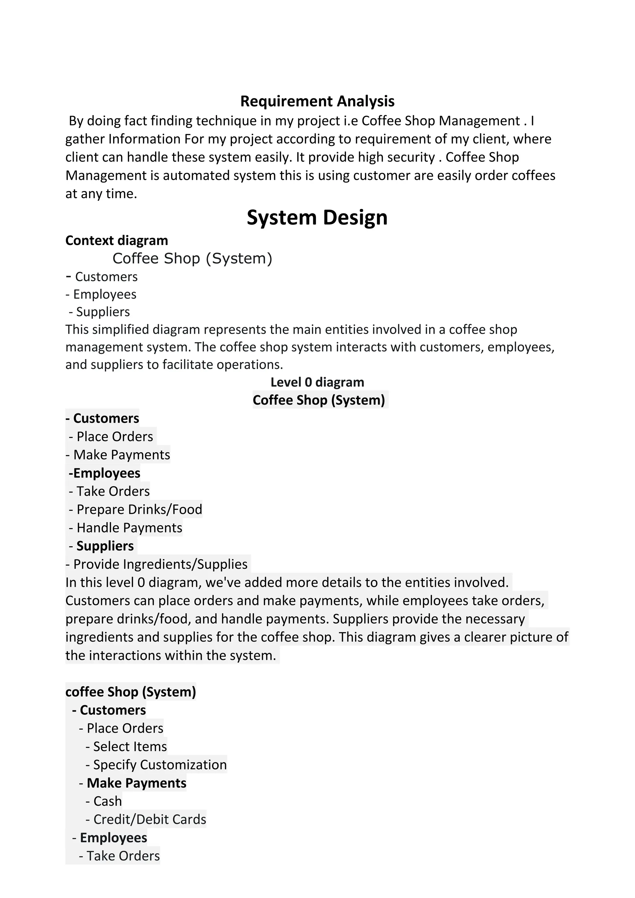 presentation. document PPTX file of coffee management system | DOCX