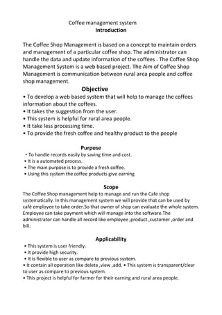 presentation. document PPTX file of coffee management system | DOCX
