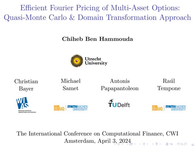 Efficient Fourier Pricing Of Multi Asset Options Quasi Monte Carlo And Domain Transformation