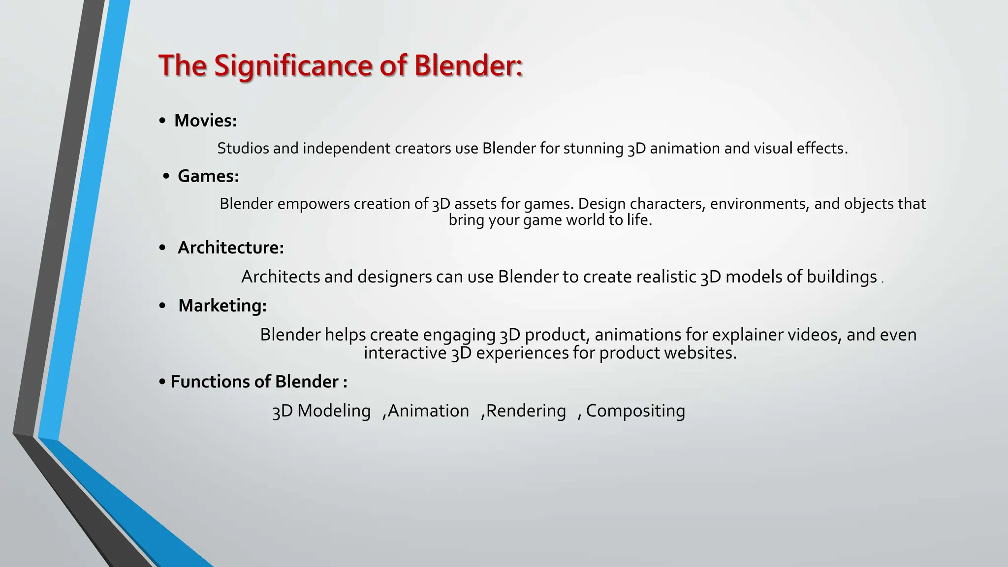 Presentation.pptx about blender what is blender | PPTX