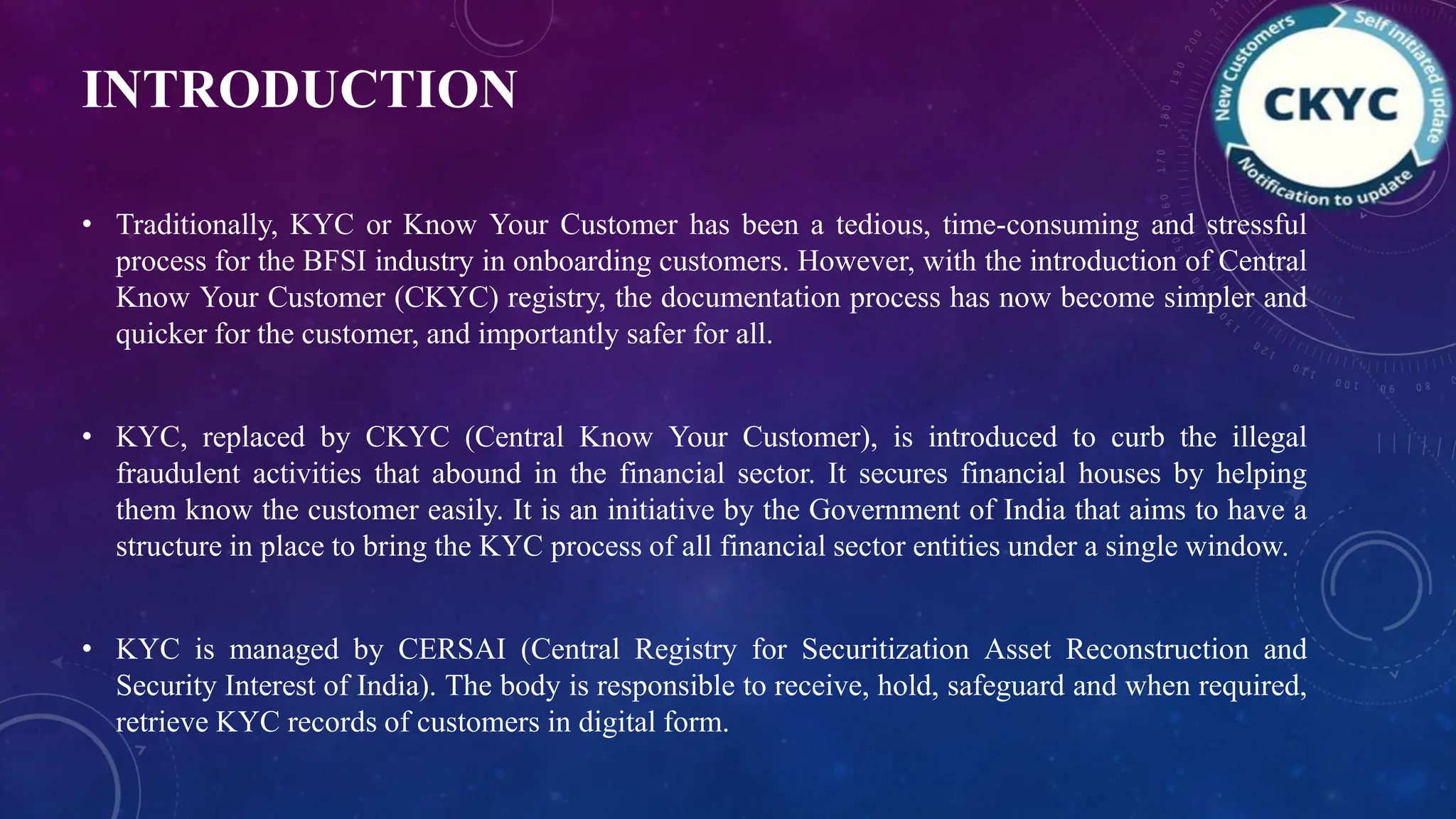 CKYC========== Central Know your customer | PPTX