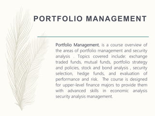 Portfolio analysis and selection approache | PPTX