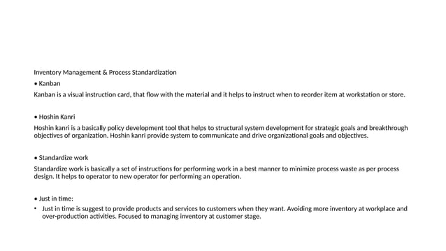 List & Explanation of Lean Manufacturing Tools - | PPT