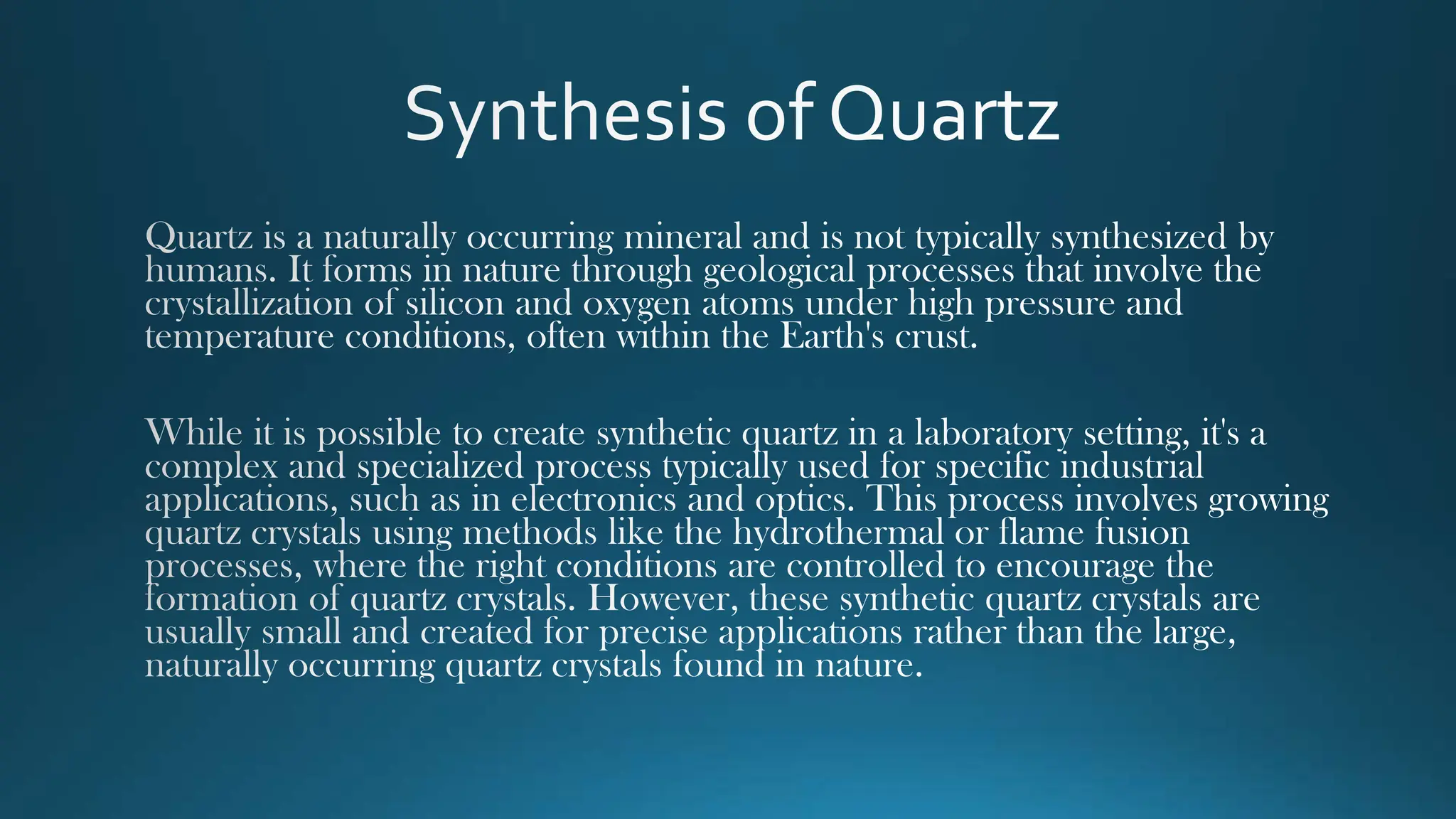 Quartz characterization, properties, applications. | PDF