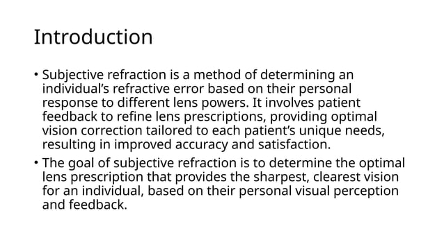 Subjective refraction a clinical guide for beginners | PPTX | Eye and ...