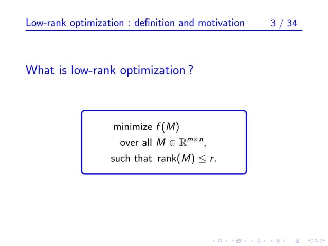 Low Rank Optimisation, by Irène Waldspurger | PPT