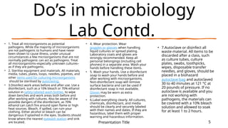 Do’s and Don’ts in the laboratory: a presentation | PPTX