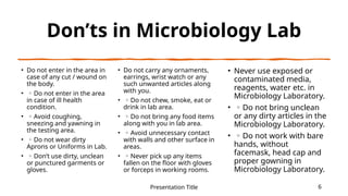 Do’s and Don’ts in the laboratory: a presentation | PPTX