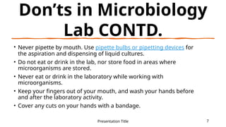Do’s and Don’ts in the laboratory: a presentation | PPTX