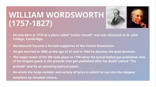 Presentation, William Wordsworth agenda .ppt