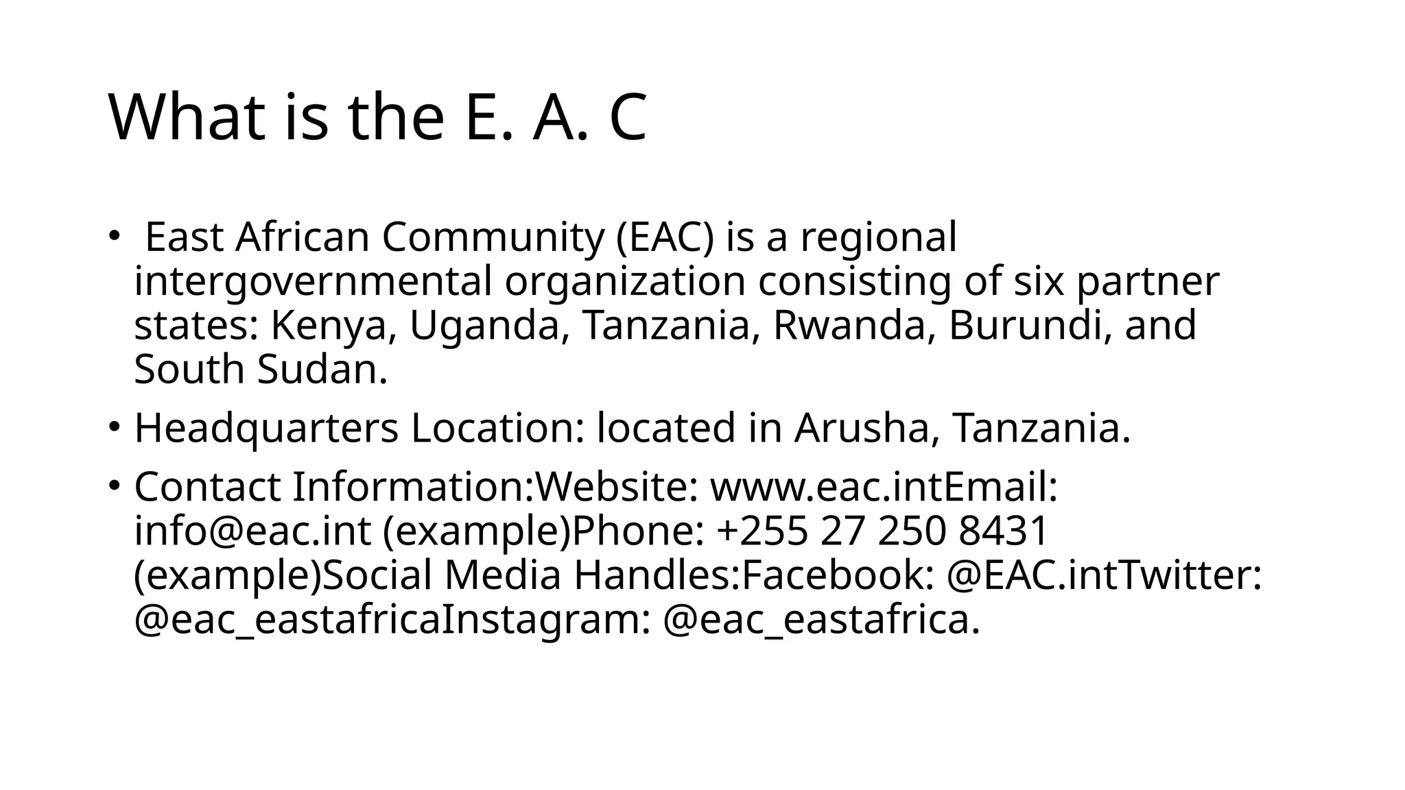 Presentation about East Africa Community | PPTX