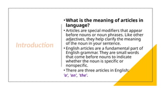 English Articles a vs an ---------------- | PPTX