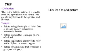 English Articles a vs an ---------------- | PPTX