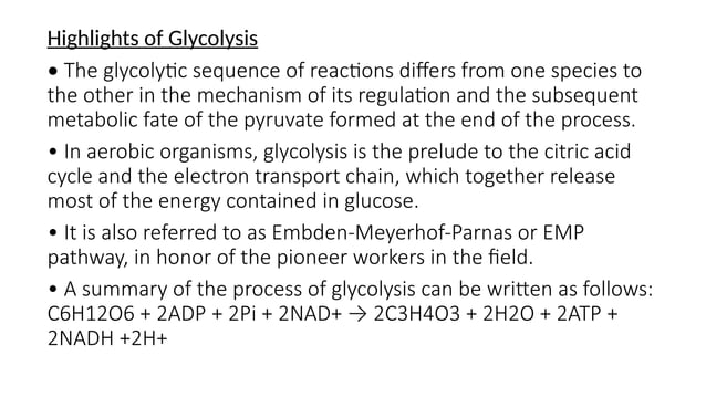 MAJOR FEATURE OF GLYCOLYSIS, KREB CYCLE, ELECTRON TRANSPORT CHAIN | PPTX