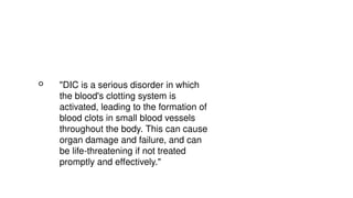 Disseminated intravascular coagulation ppt | PPTX