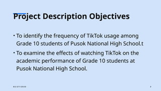 Tiktok vs Academic Performance of Grade 10 students | PPTX