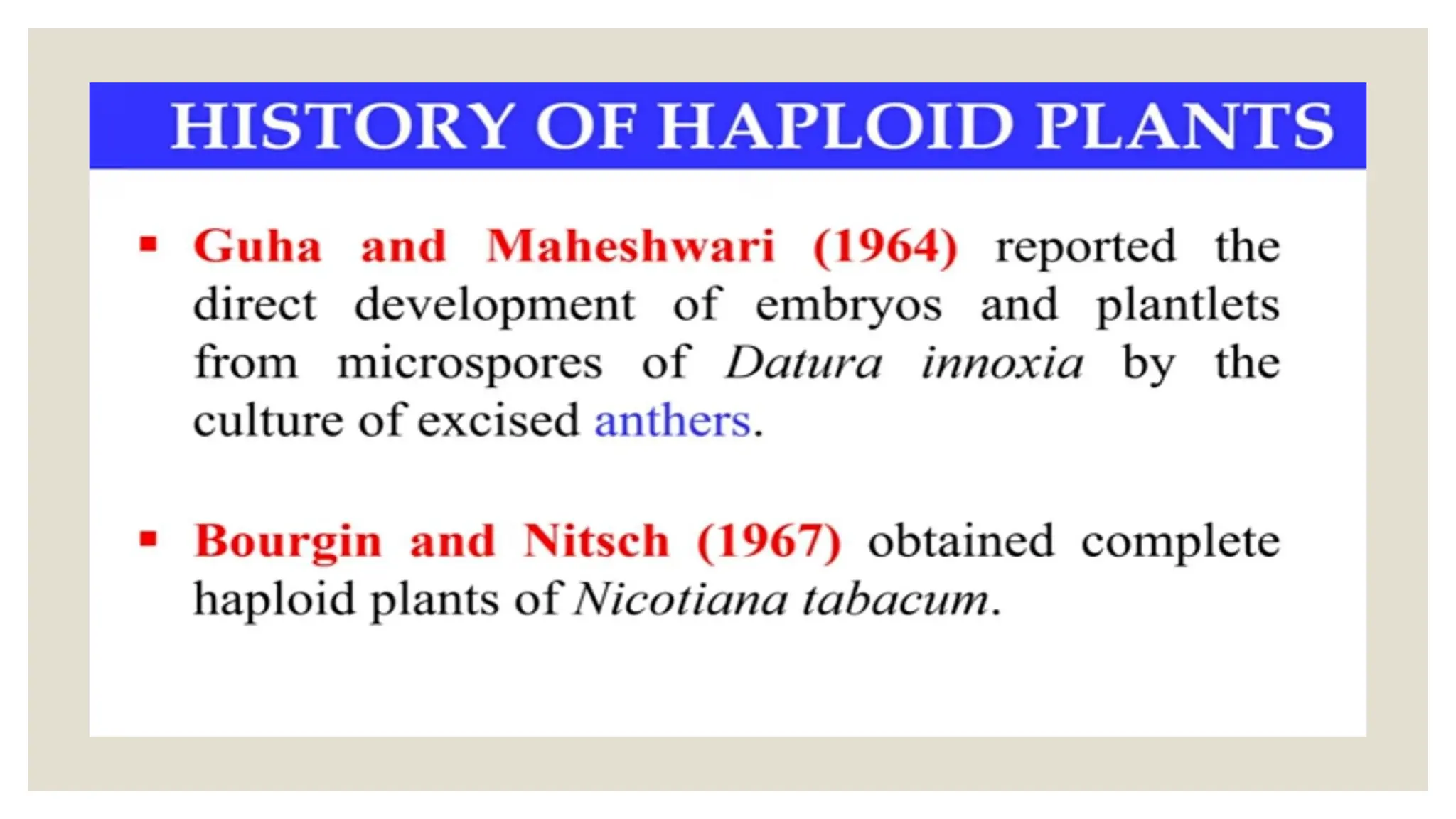 HAPLOID CULTURE IN PLANT TISSUE CULTURE | PPTX