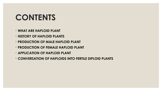 HAPLOID CULTURE IN PLANT TISSUE CULTURE | PPTX