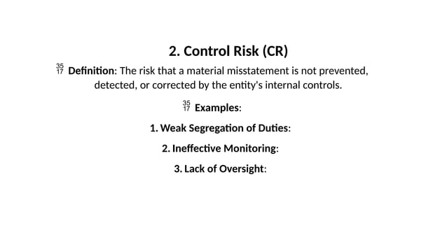 Types of Risk, Audit Risk, Control Risk, examples Details | PPT