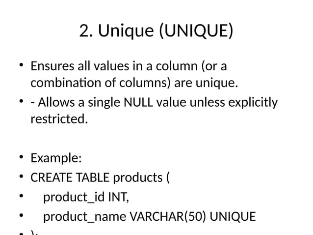 sql constraints overview pptx.dbms.pptx. | PPTX