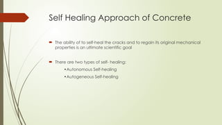 bacterial self healing of concrete presentation | PPTX