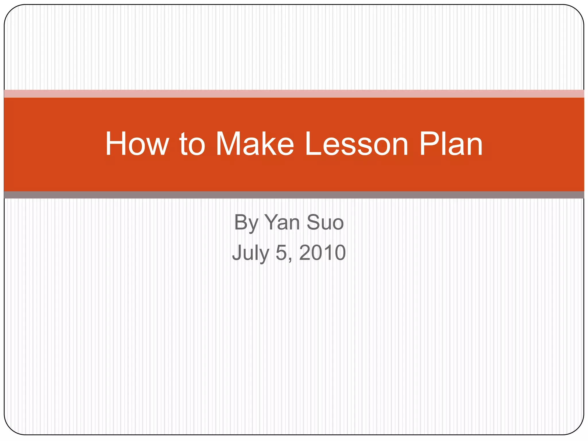 Lesson Plan PowerPoint Presentation | PPTX
